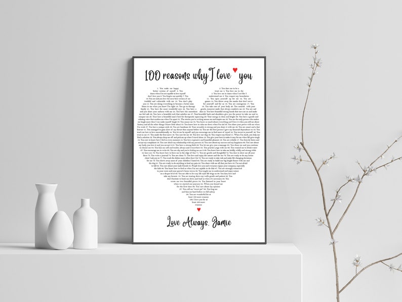 100 Reasons Why I Love You PRINTABLE PERSONALIZED 100 Things - Etsy