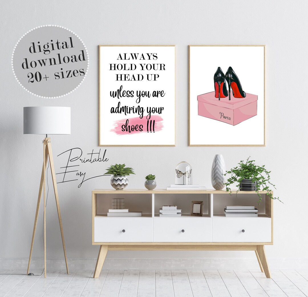 Red Bottom High Heel Fashion Print Set: Dressing Room Decor (digital ...
