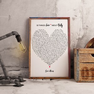 50 Things I Love About You Printable, PERSONALIZED Reasons Why We Love ...
