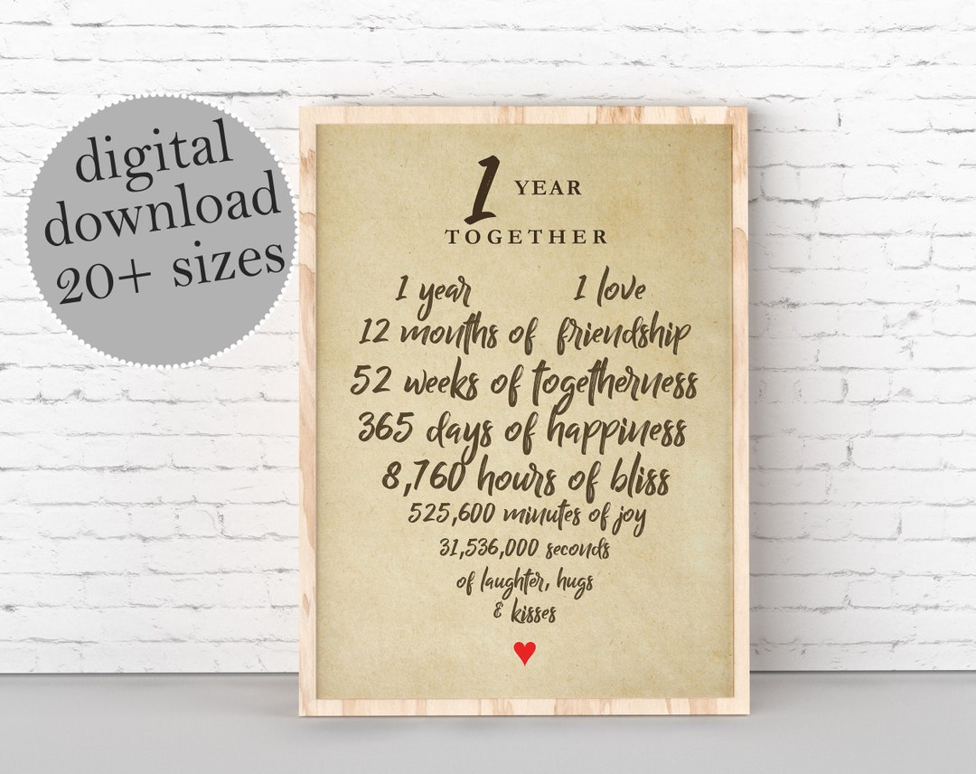 1 Year Together Gift for Boyfriend, One Year of Marriage, 1st ...