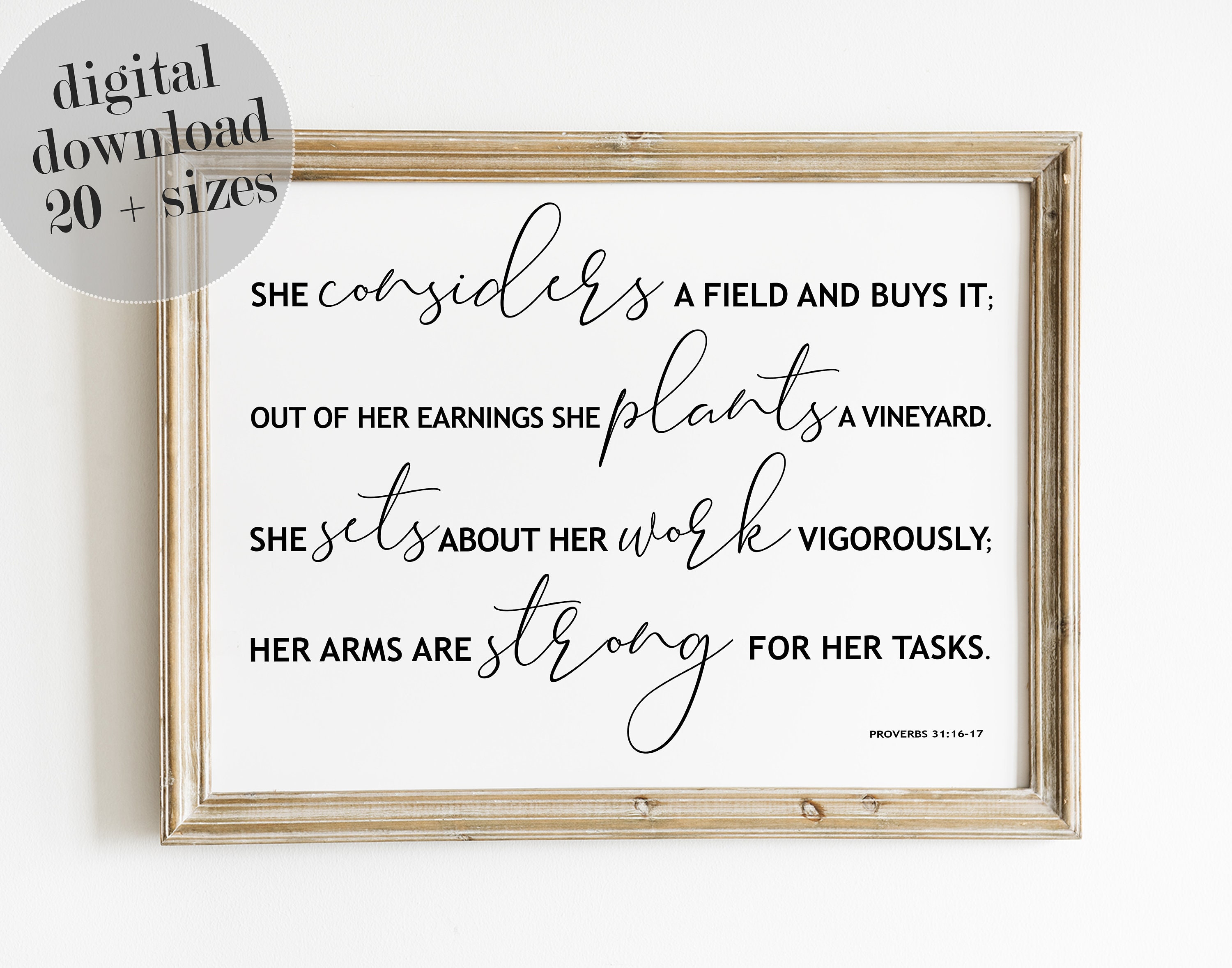 Bible Verse Wall Art Proverbs 31 Virtuous Women She Sets | Etsy