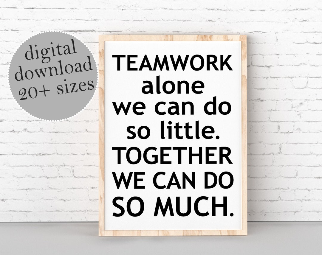Teamwork Quote Printable: Inspirational Office Decor (digital Download ...