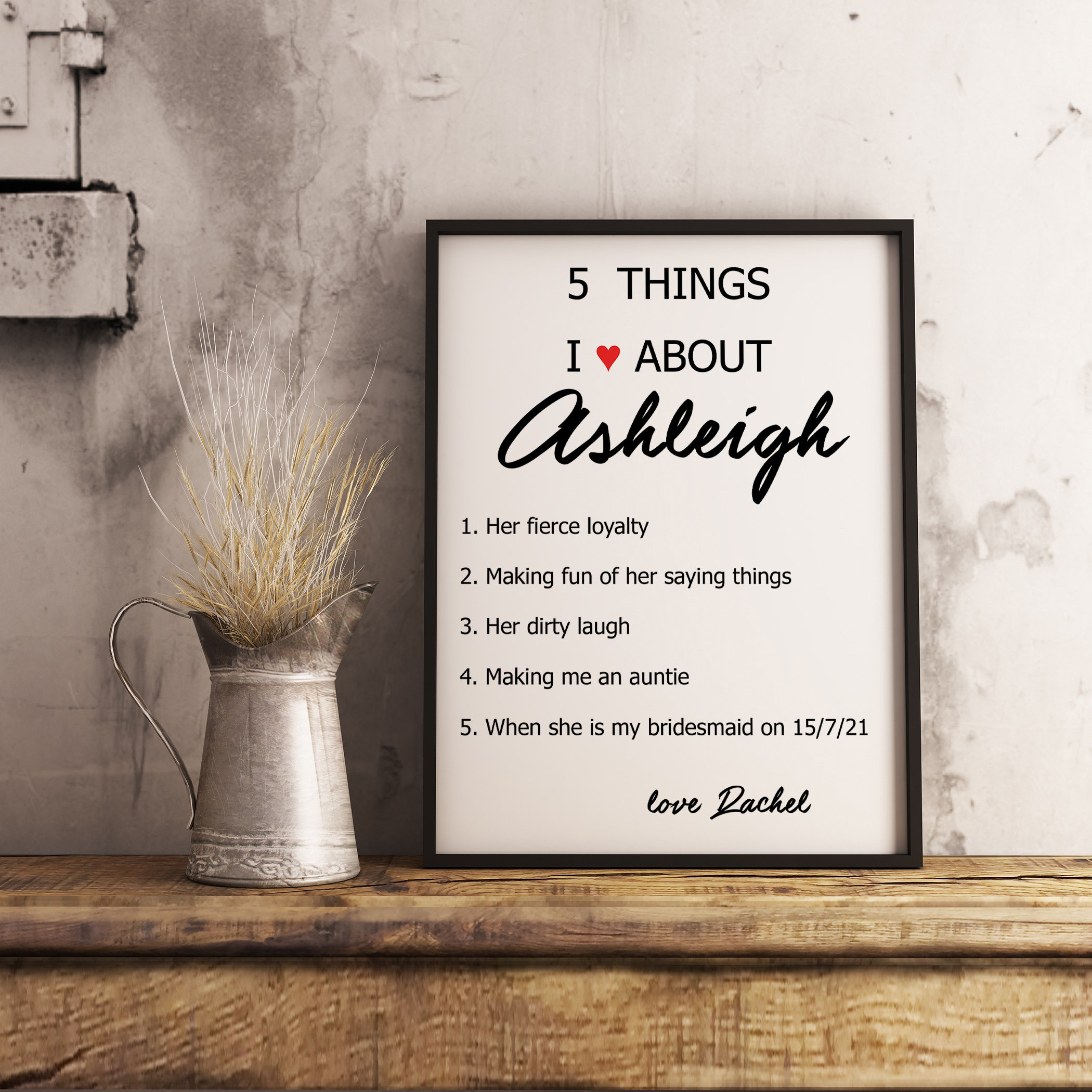 Customizable 5 Things We Love About You Best Friends Prints | Etsy