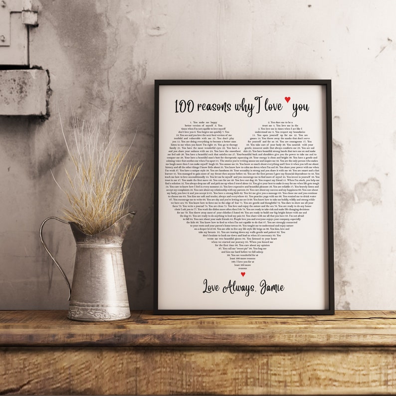 100 Reasons Why I Love You PRINTABLE PERSONALIZED 100 Things - Etsy