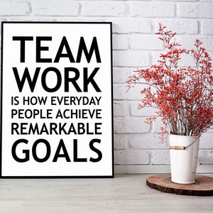Teamwork Sign, Goal Quote, Classroom Decor, Meeting Room Wall Art ...