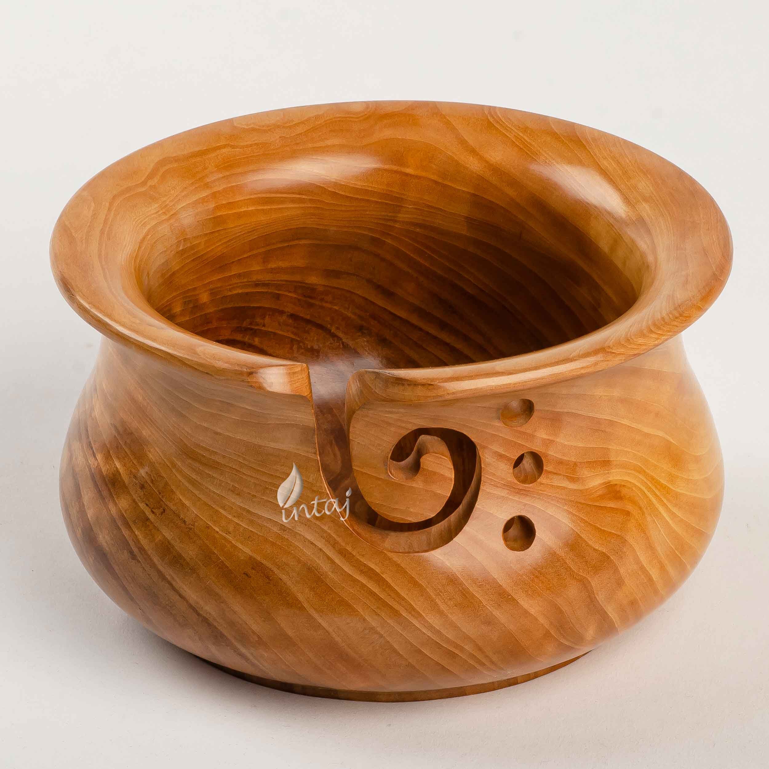Handcrafted Yarn Bowl - Wood Large Yarn Storage Bowl for Knitting ...