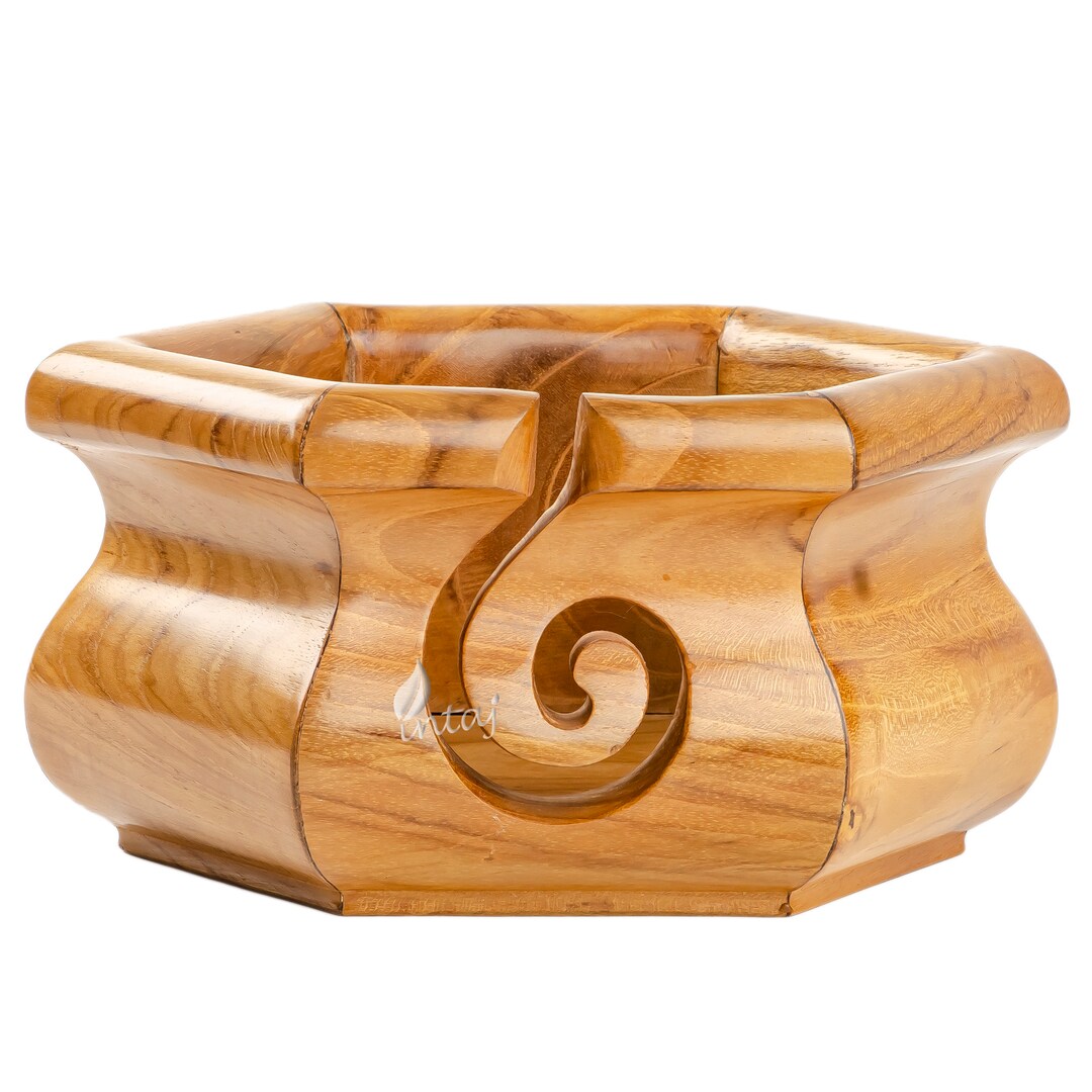 Handturned Yarn Bowl Wood - Large Yarn Storage Bowl for Knitting ...