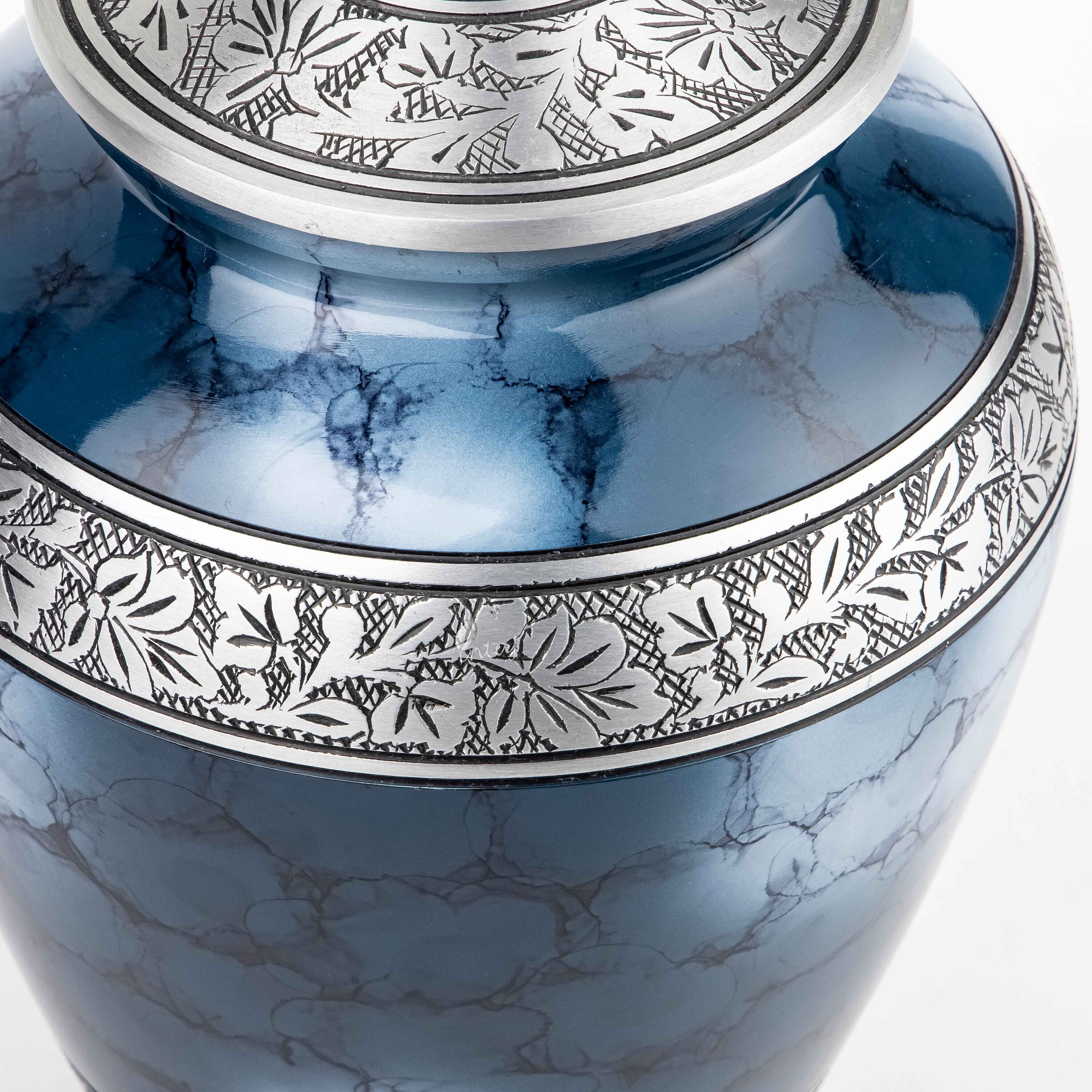 INTAJ Royal Silver Cremation Urn for Human Ashes - Adult Funeral Urn ...