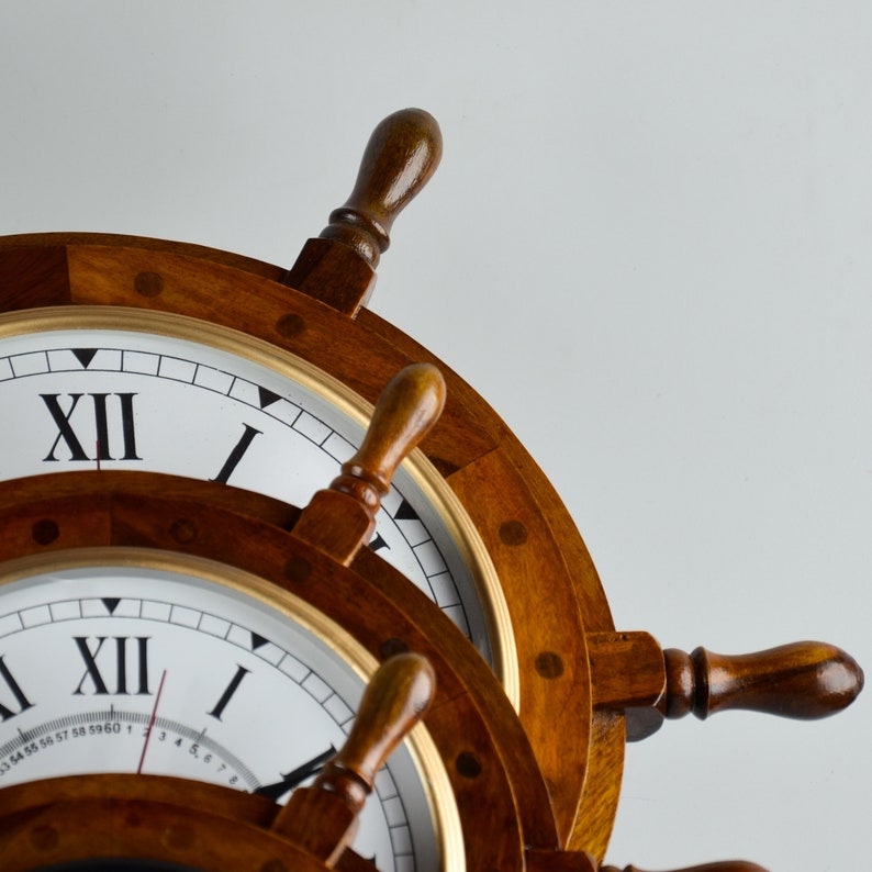 Handmade Rosewood Ship Wheel Wall Clock: Nautical Home Decor - Etsy