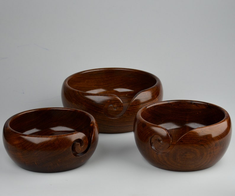 Handmade Rosewood Yarn Bowl: Knitting & Crochet Storage - Etsy