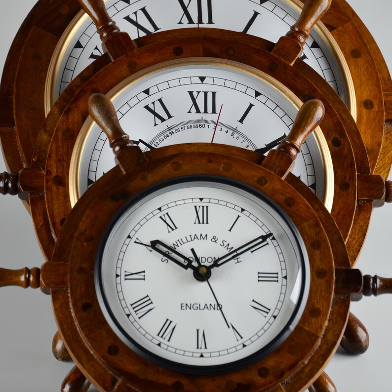 Handmade Rosewood Ship Wheel Wall Clock: Nautical Home Decor - Etsy
