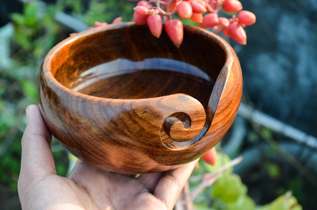Handmade Rosewood Yarn Bowl: Knitting & Crochet Storage - Etsy