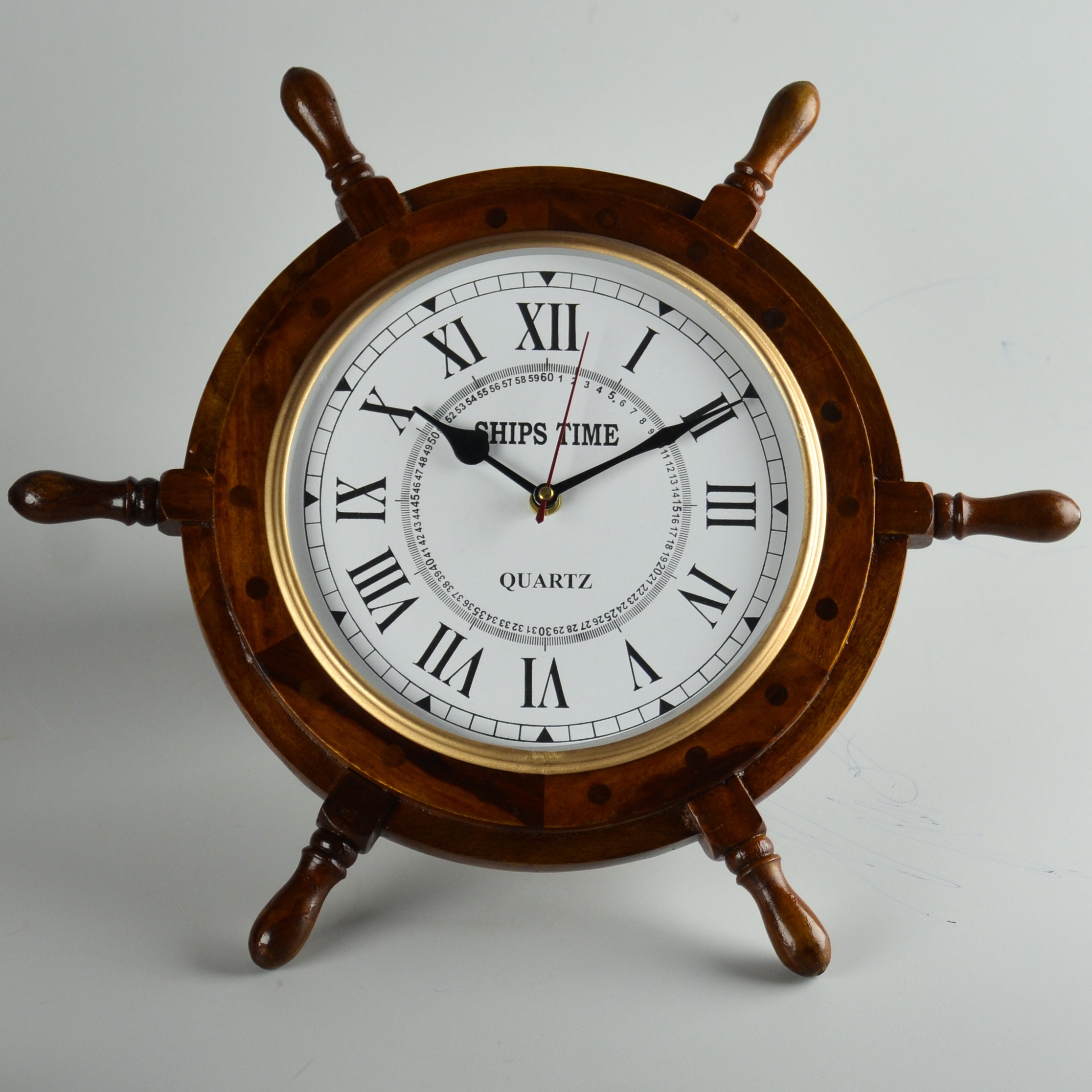 Handmade Rosewood Ship Wheel Wall Clock: Nautical Home Decor - Etsy