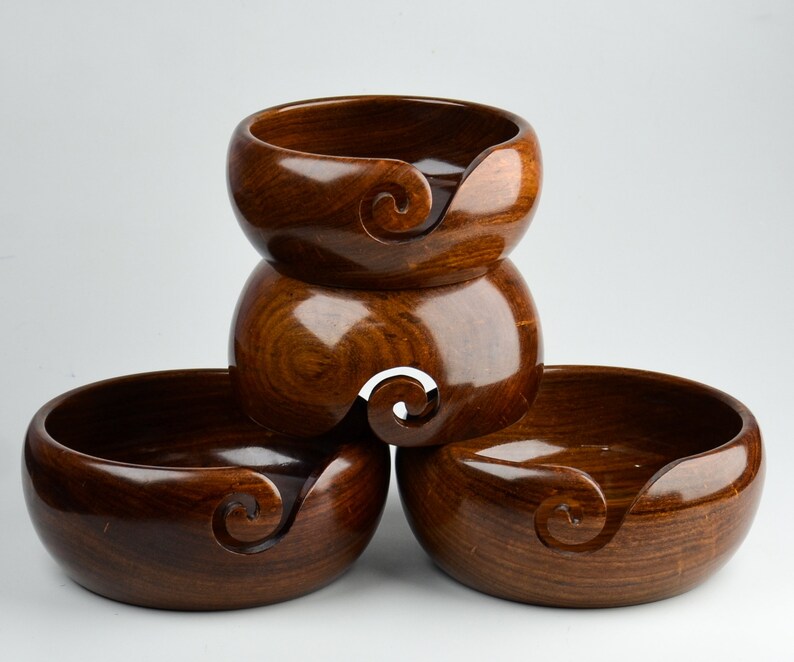 Handmade Rosewood Yarn Bowl: Knitting & Crochet Storage - Etsy