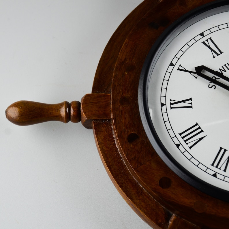 Handmade Rosewood Ship Wheel Wall Clock: Nautical Home Decor - Etsy
