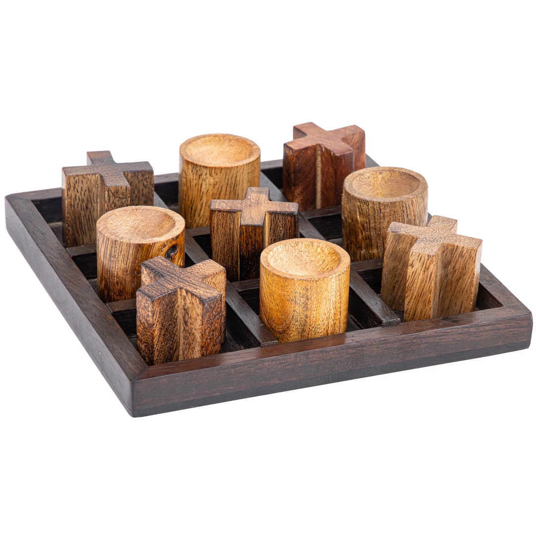 Wooden Tic Tac Toe Tabletop Game Set - XOX Game for Kids, Tic Tac Toe ...