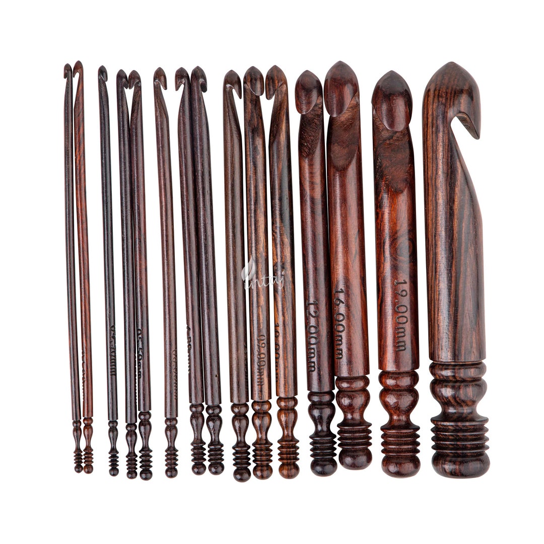 Handmade ROSEWOOD Jumbo Crochet Hooks, 15 Sizes Upto 25MM Wooden ...