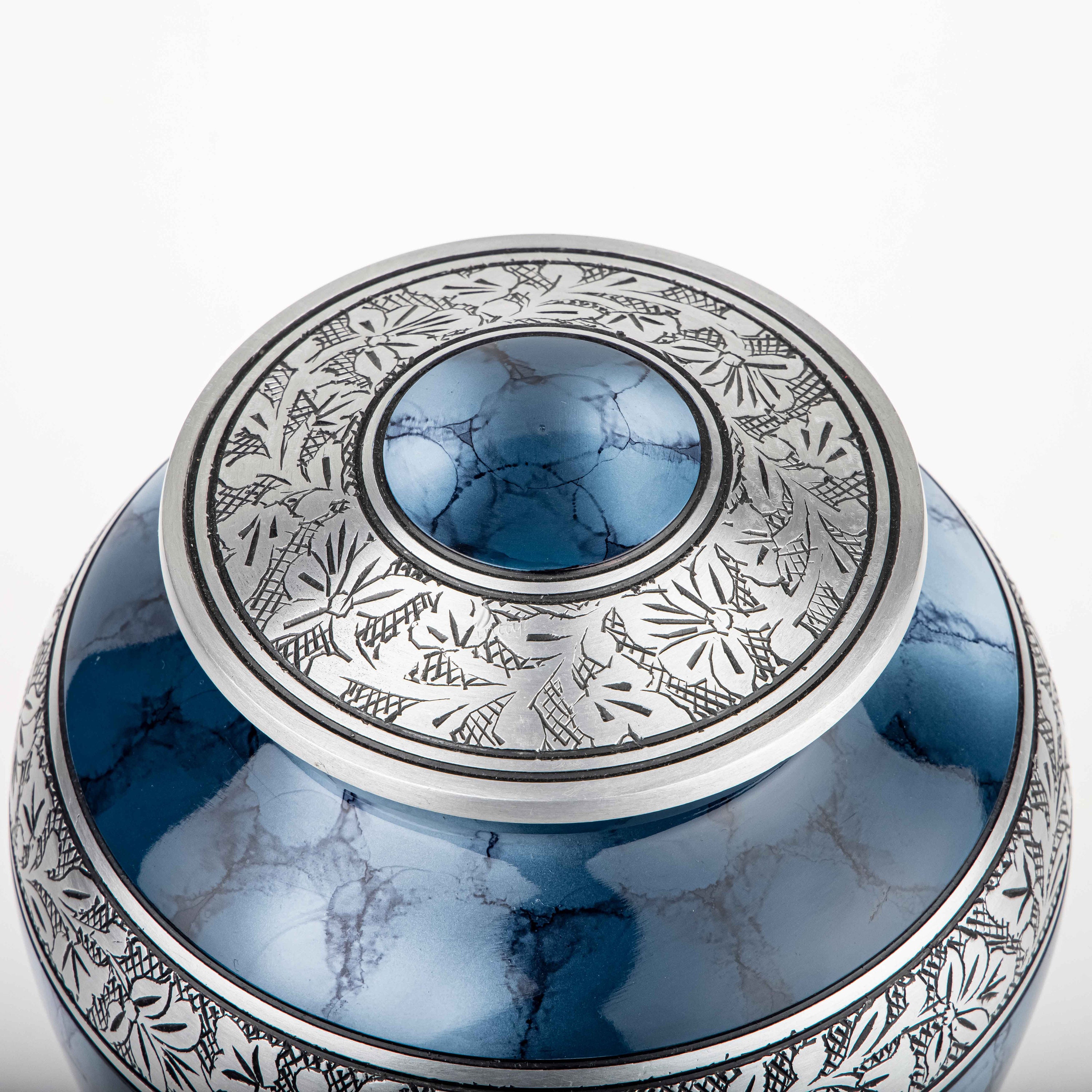 INTAJ Royal Silver Cremation Urn for Human Ashes - Adult Funeral Urn ...