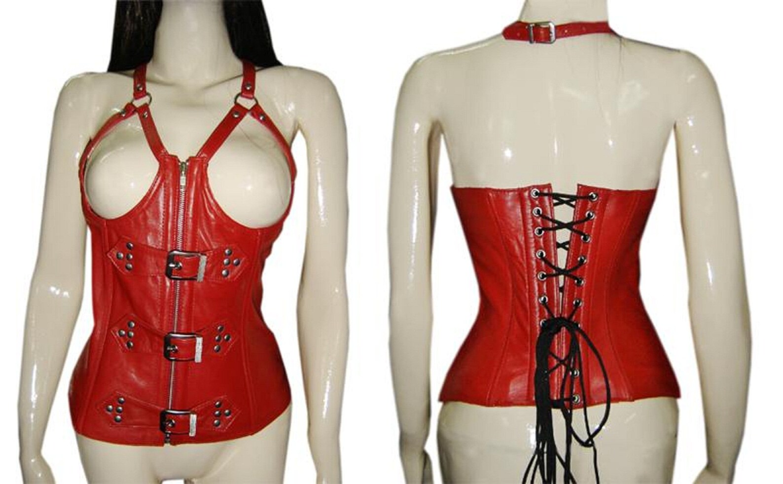 Halter Neck Style Cupless Corset Real Genuine Leather Women Etsy