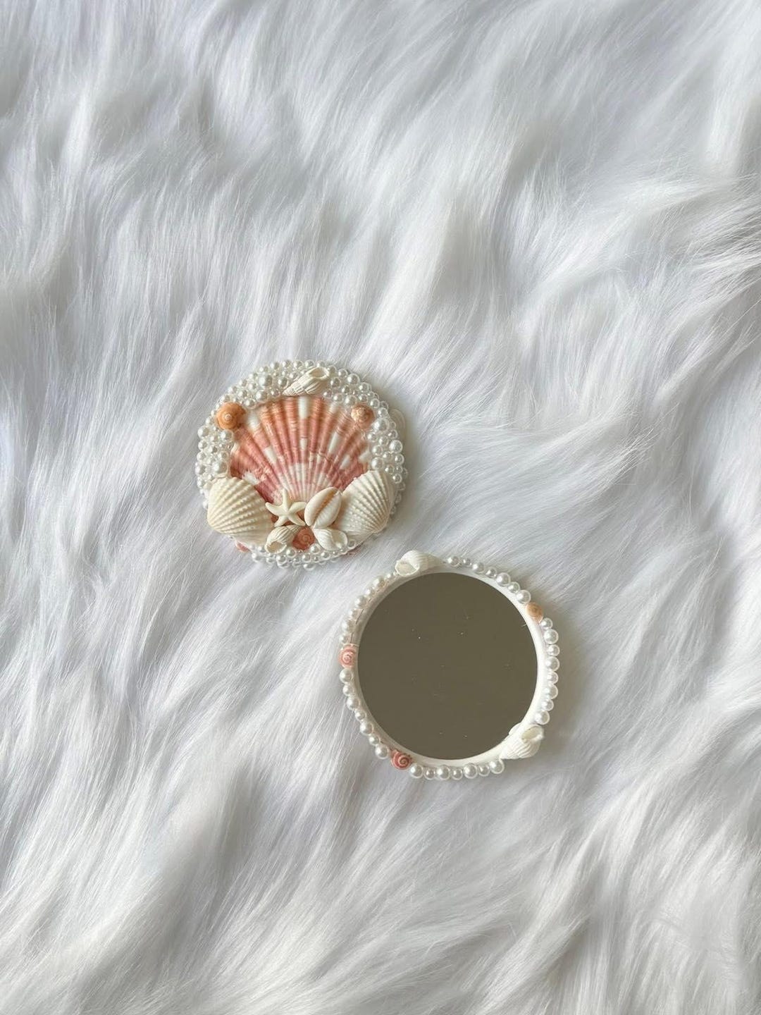 Sea Shell Pocket Mirror Handmade , Wedding Mirror , Mermaid Seashell ...