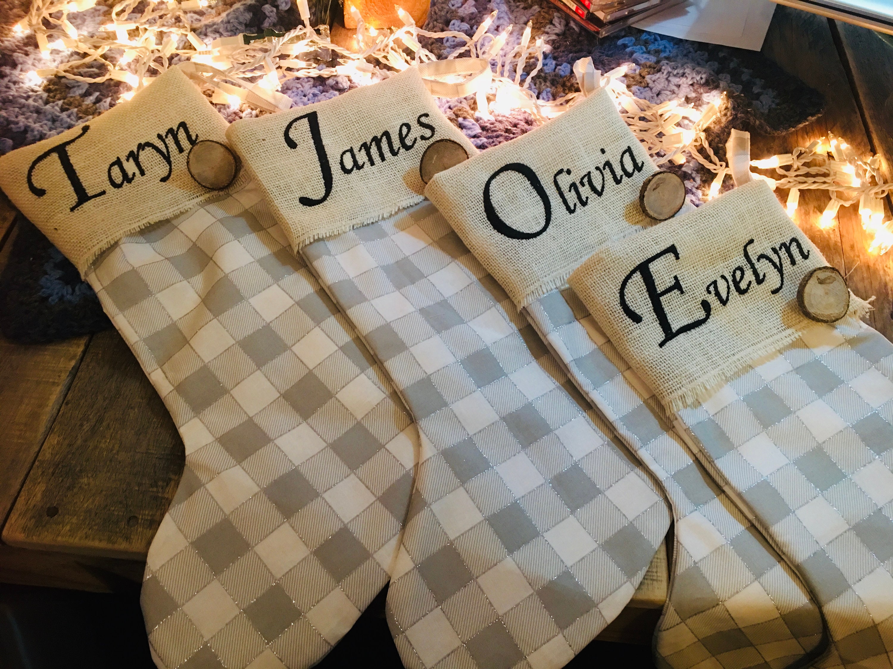 Rustic Christmas Stocking With Burlap Too - Etsy