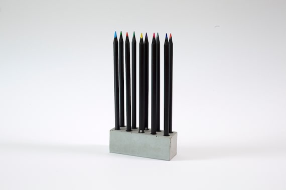 Concrete Pencil Holder Concrete Pen Holder Concrete Desk | Etsy