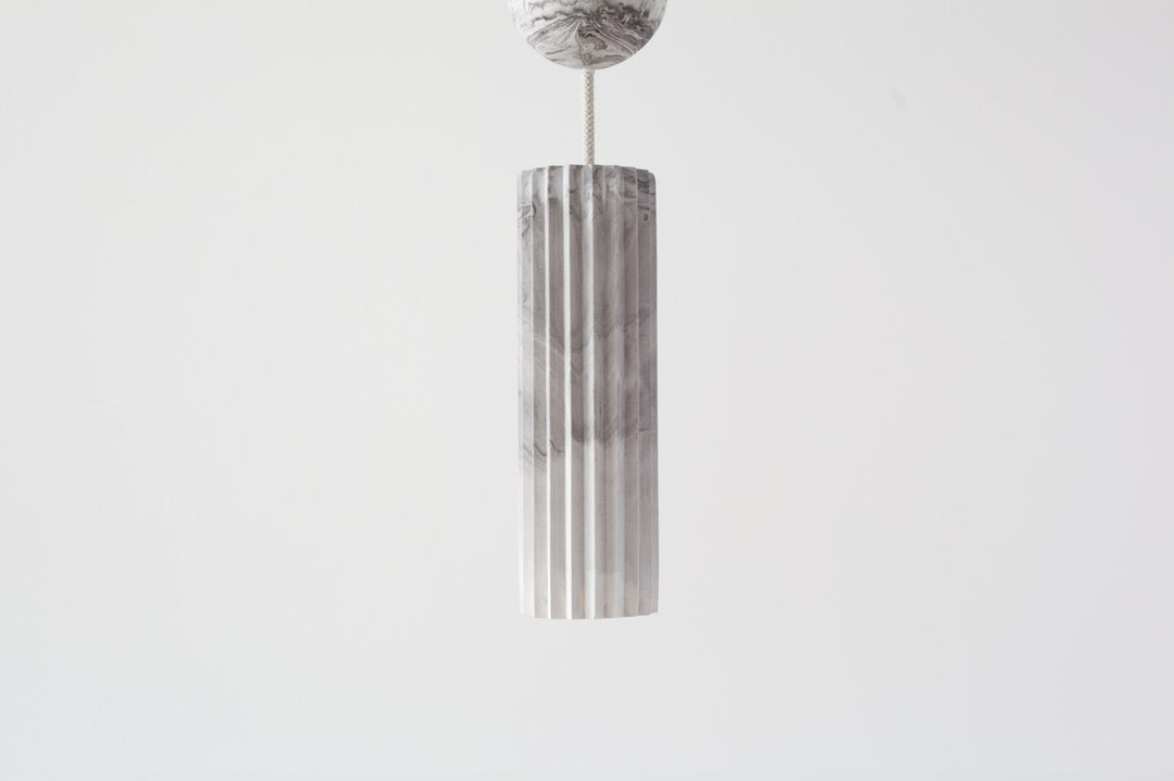 Handmade Marble Imitation Plaster Pendant Light: Cylinder Lamp - Etsy