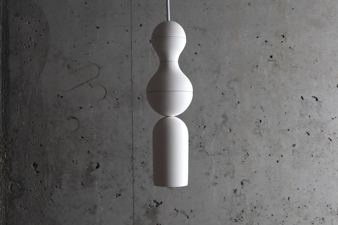 Handmade Plaster Pendant Light: Modern White Cylinder Chandelier - Etsy