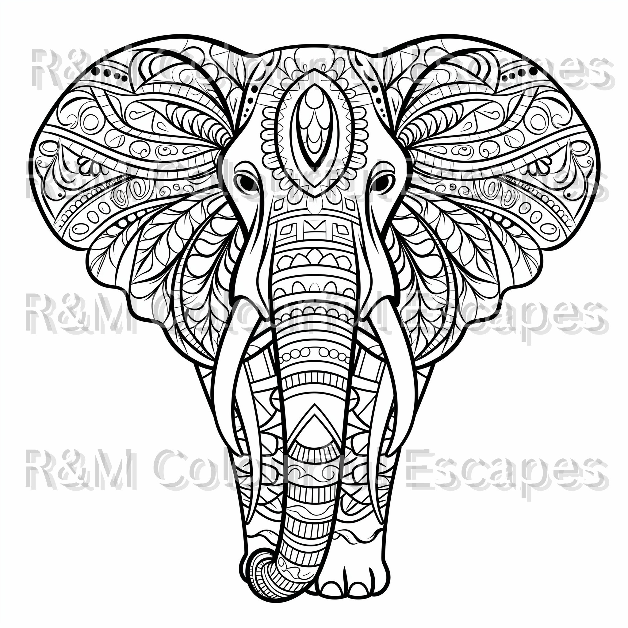 Printable Elephant Colouring Page, Mandala Style Digital Download, A4 ...