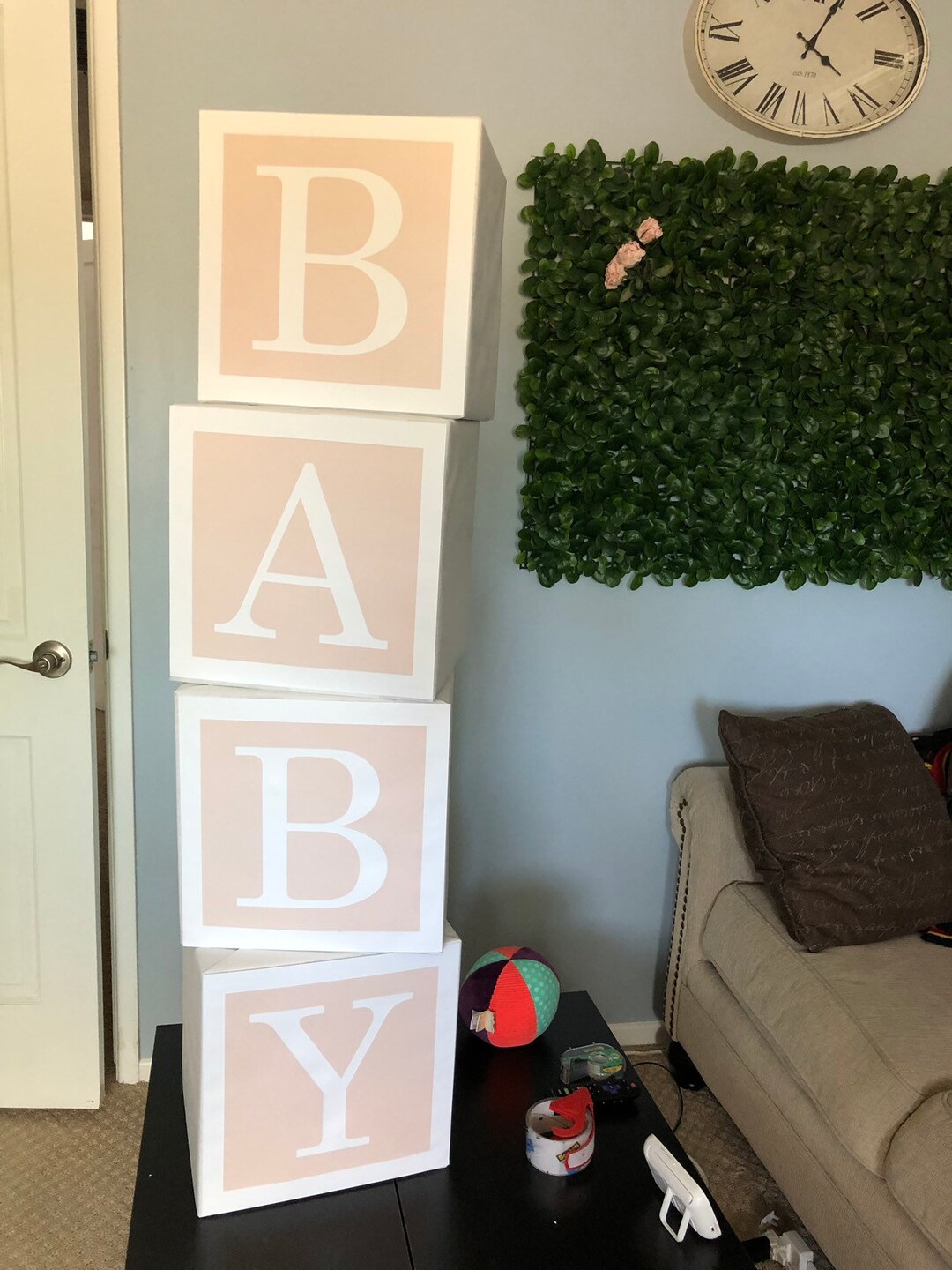DIY 12" Baby Shower Block Kit, (popular Pink and White) , Baby Shower ...