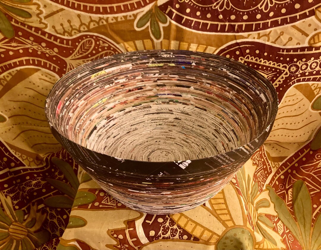 Extra Large Brown Magazine Bowl, Handmade Bowl, Upcycled Decor - Etsy