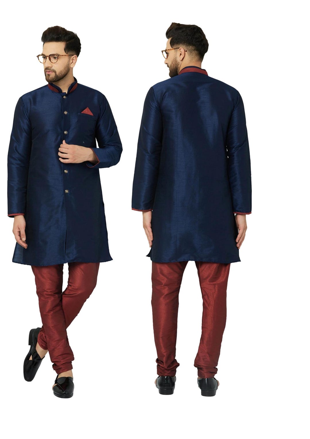 Indian Men's Sherwani Style Coat Suit Jacket Overwear Kurta Wedding ...