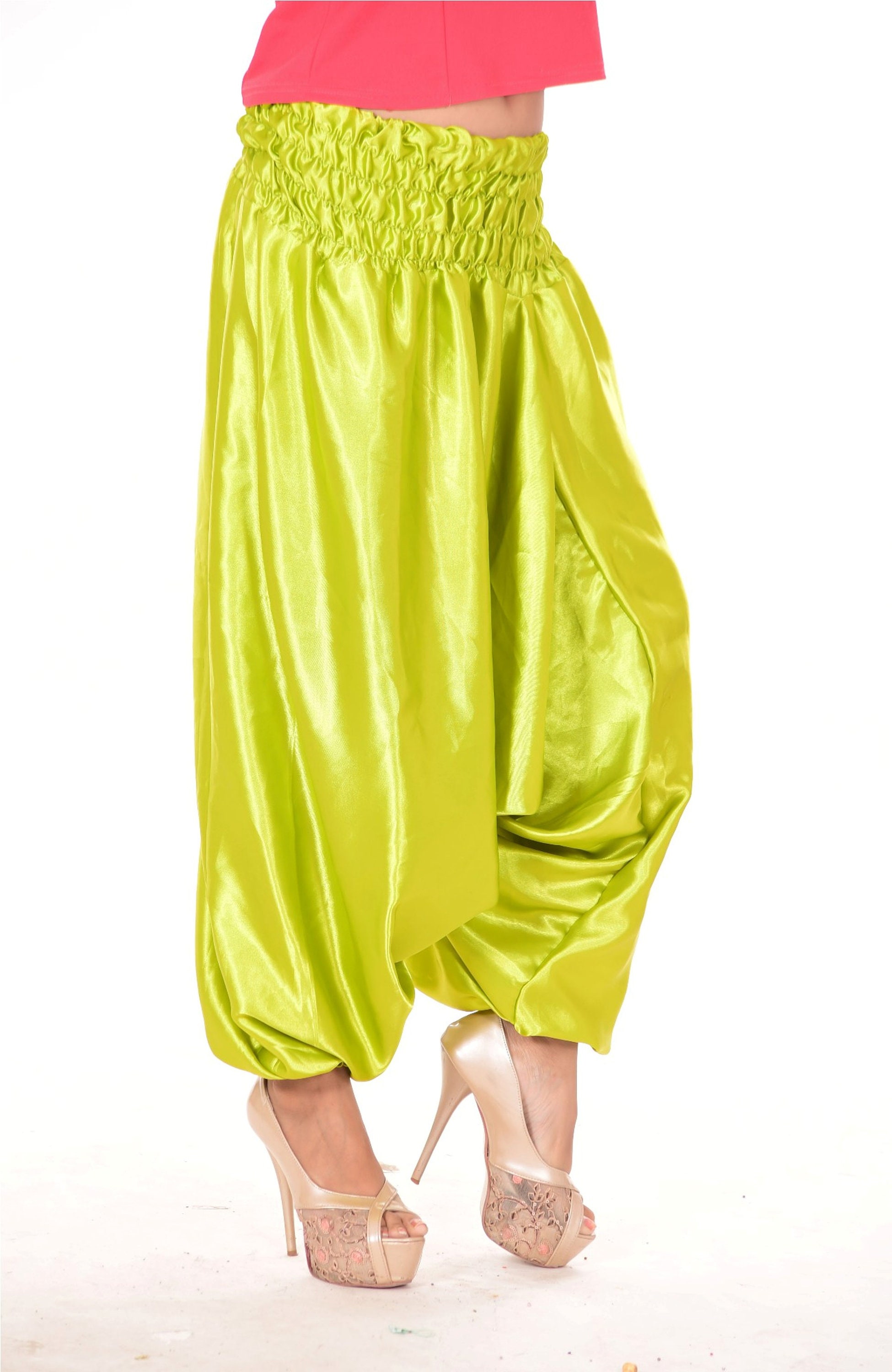 Indische Haremshose Damen Satin Seide Beach Wear Alibaba Solid Print
