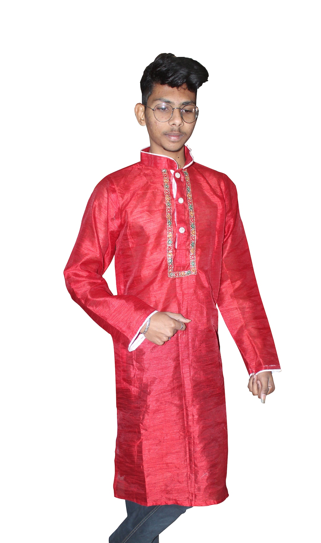 Indian Men's Silk Shirt Embroidered Wedding Wear Tunic Ethnic Casual ...