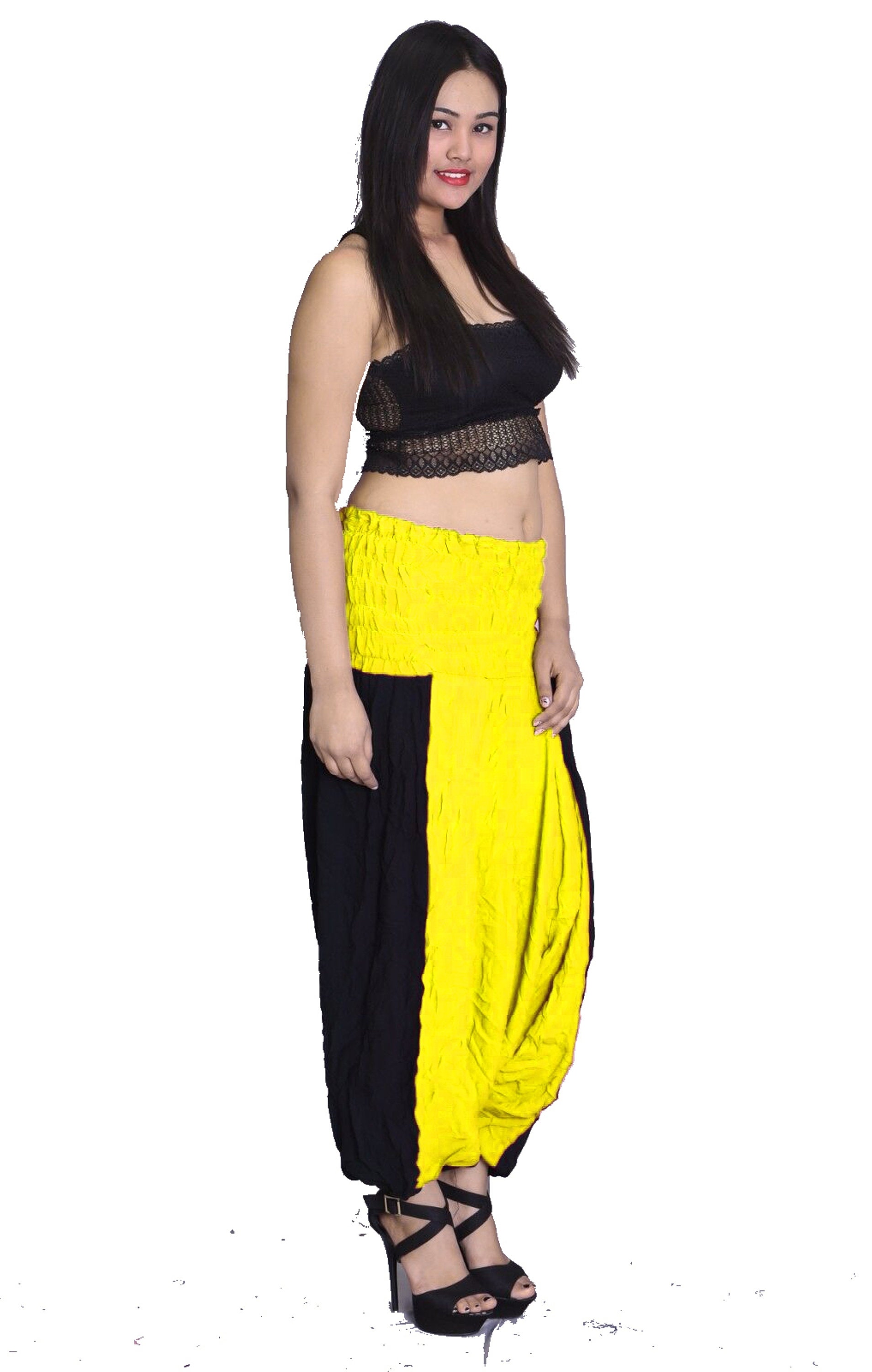 Indian Harem Pants Women's Beach Wear Alibaba Solid Print Yellow Color Baggy Pajama Casual ...