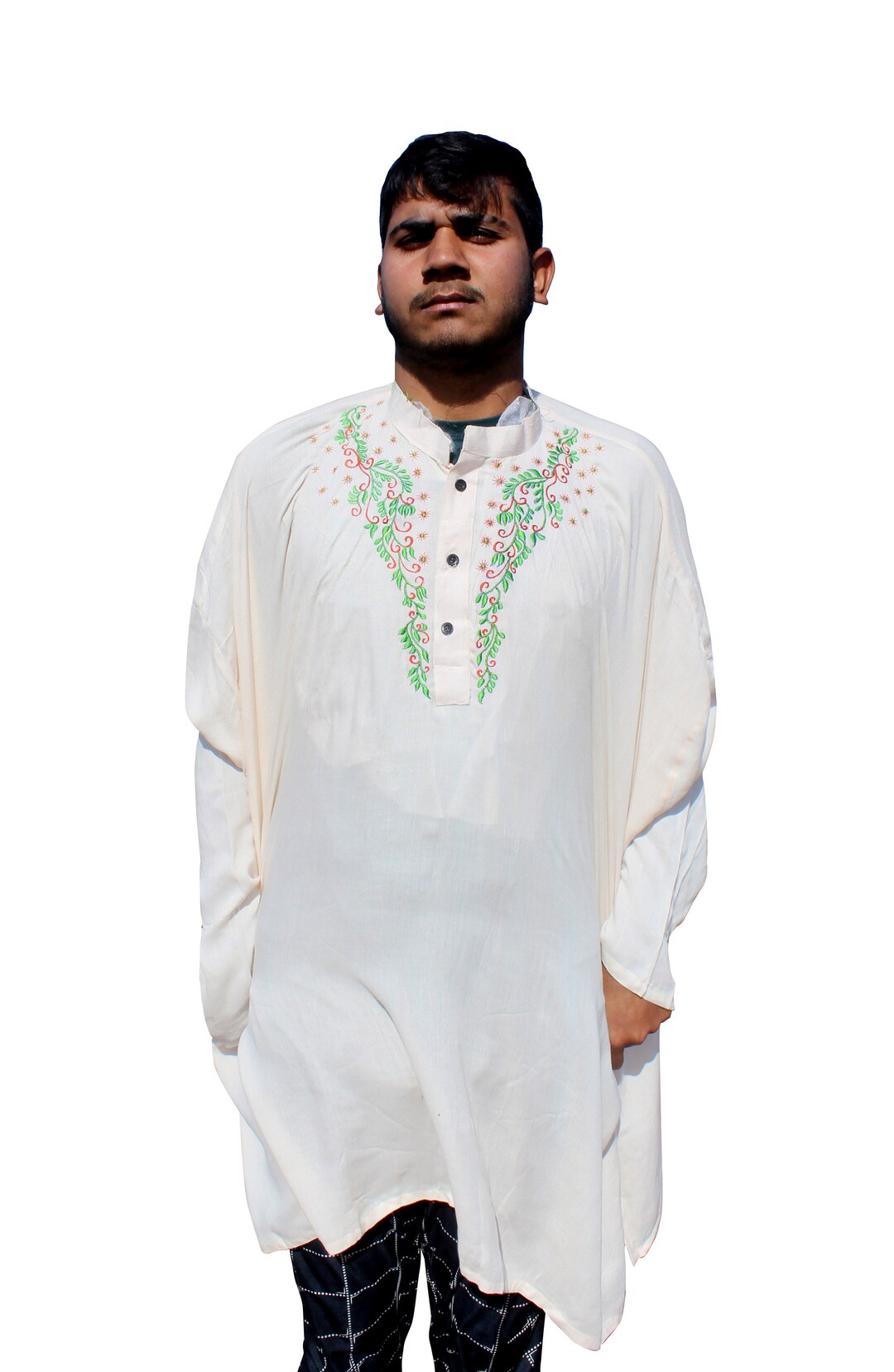Indian Men’s Shirt Embroidered Casual Pure Cotton Kurta Wedding Wear ...