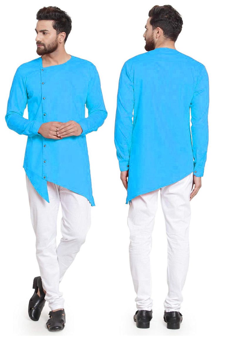 Men's Wear Trail Cut Kurta Cotton Long Shirt | Traditional Party Wear ...
