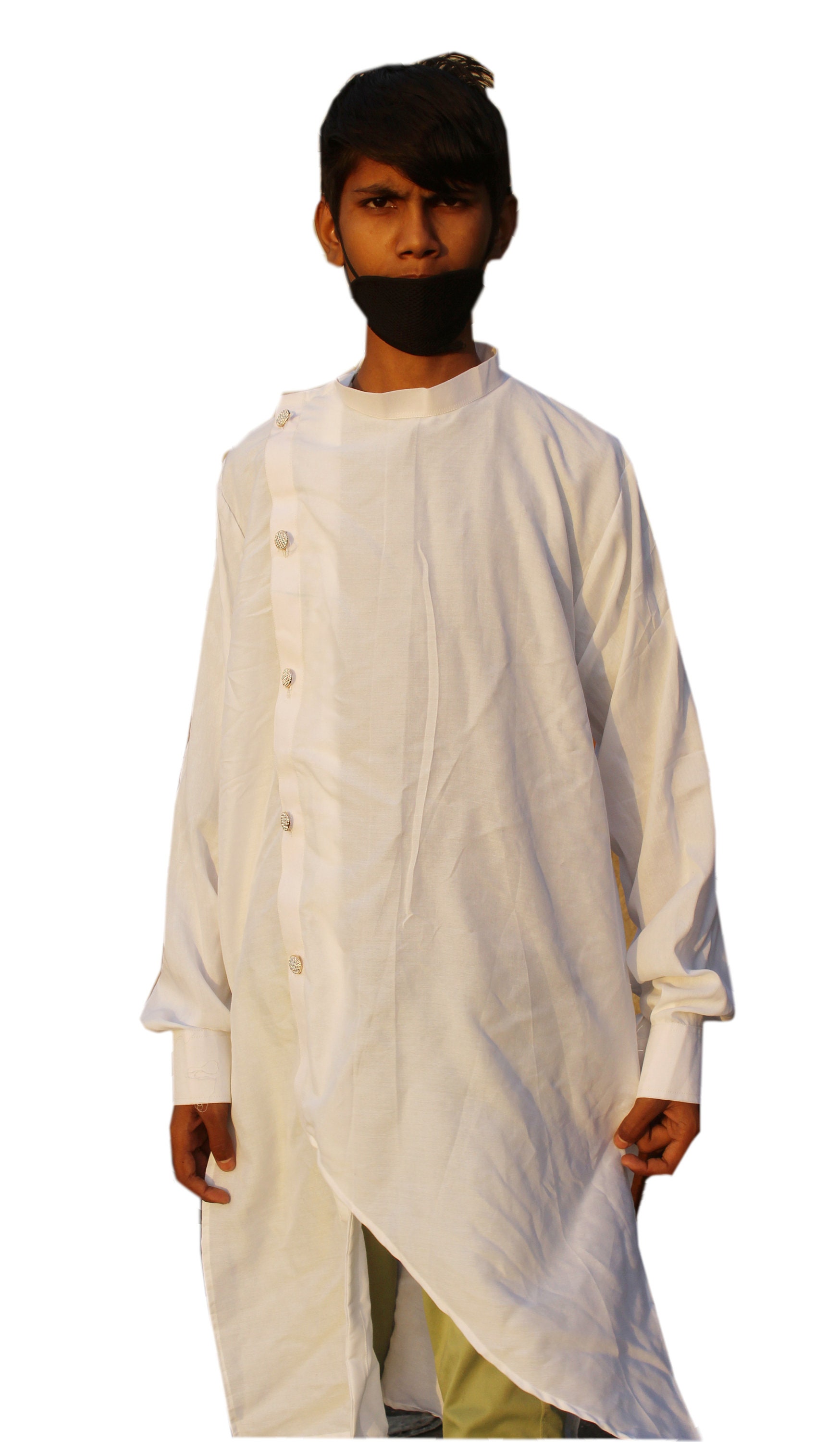Indian Men Pure Cotton Shirt Traditional Kurta White Color Solid Plain ...