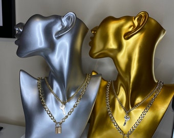 Double Chain Lock Necklace | Etsy