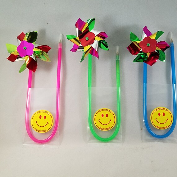 18 Long BENDABLE Ballpoint Pens With PINWHEEL or BALLOON - Etsy