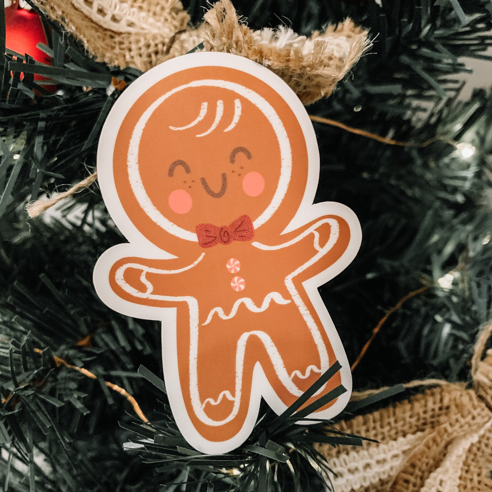 Christmas Sticker Gingerbread Man Vinyl Sticker - Etsy UK