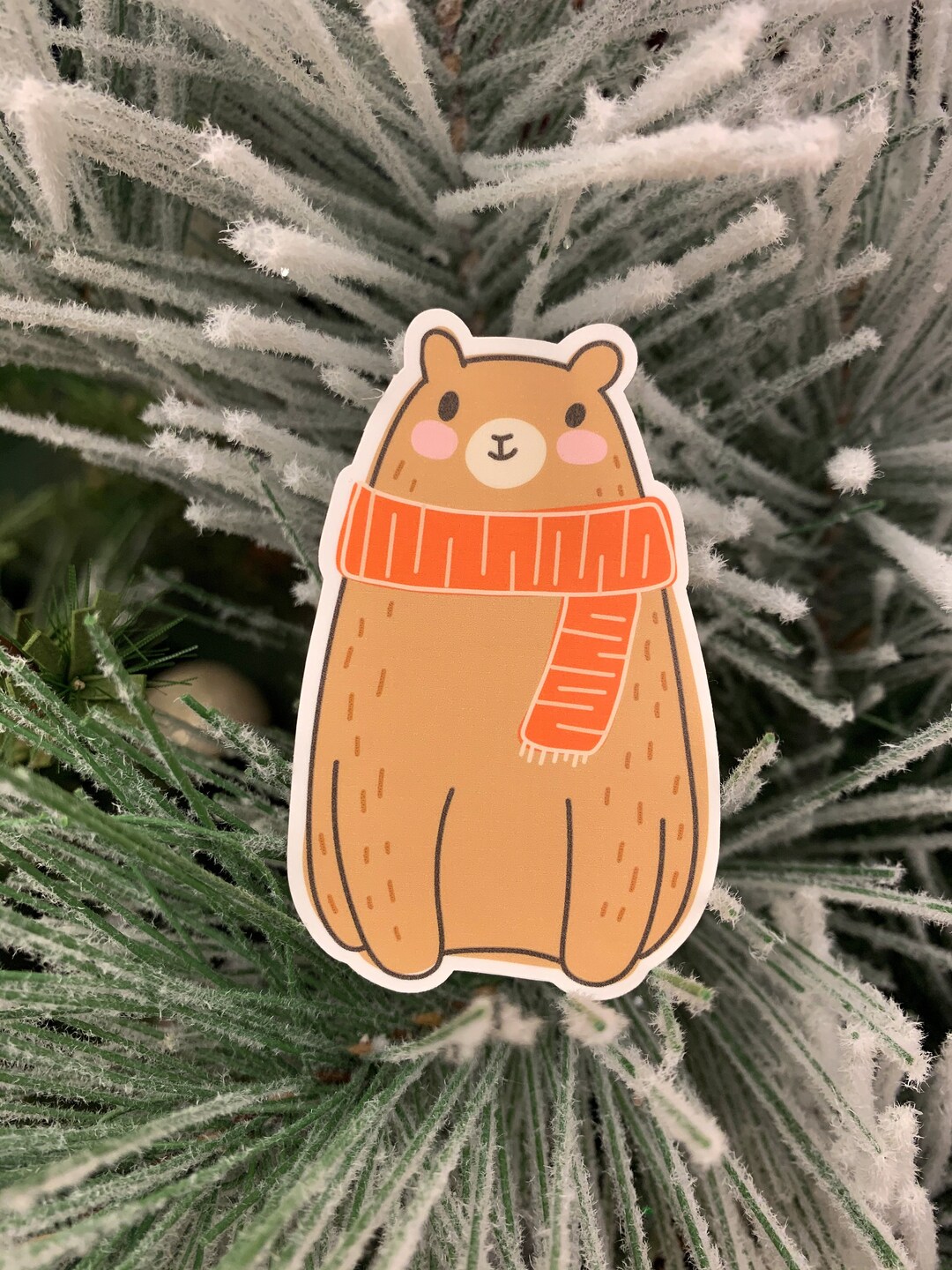 Christmas Sticker Chunky Bear Vinyl Sticker Bear Sticker - Etsy