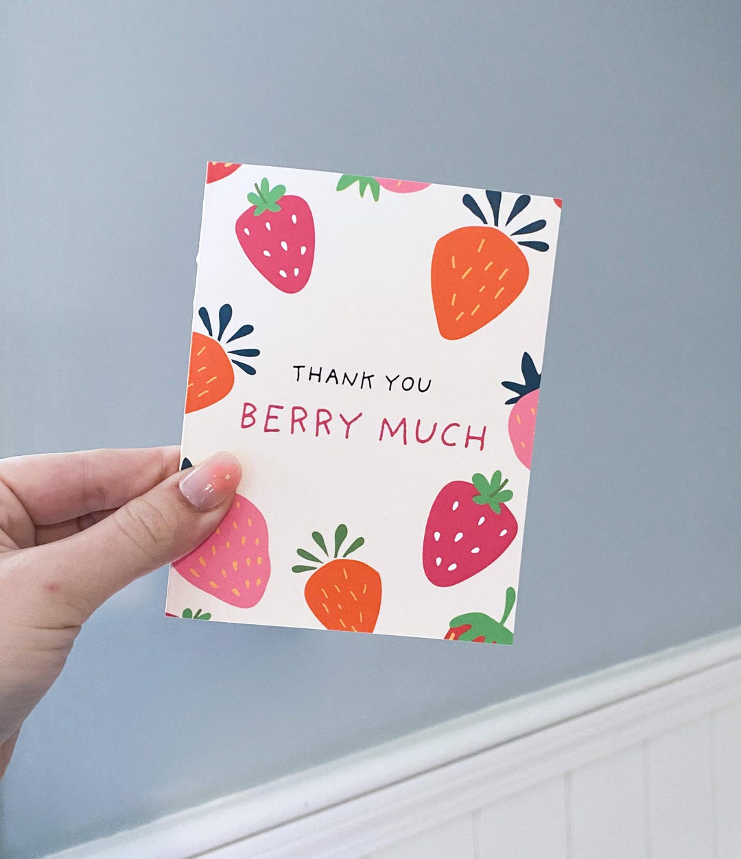 Thank You Card | Strawberry Card, Greeting Card, Thank You Berry Much ...