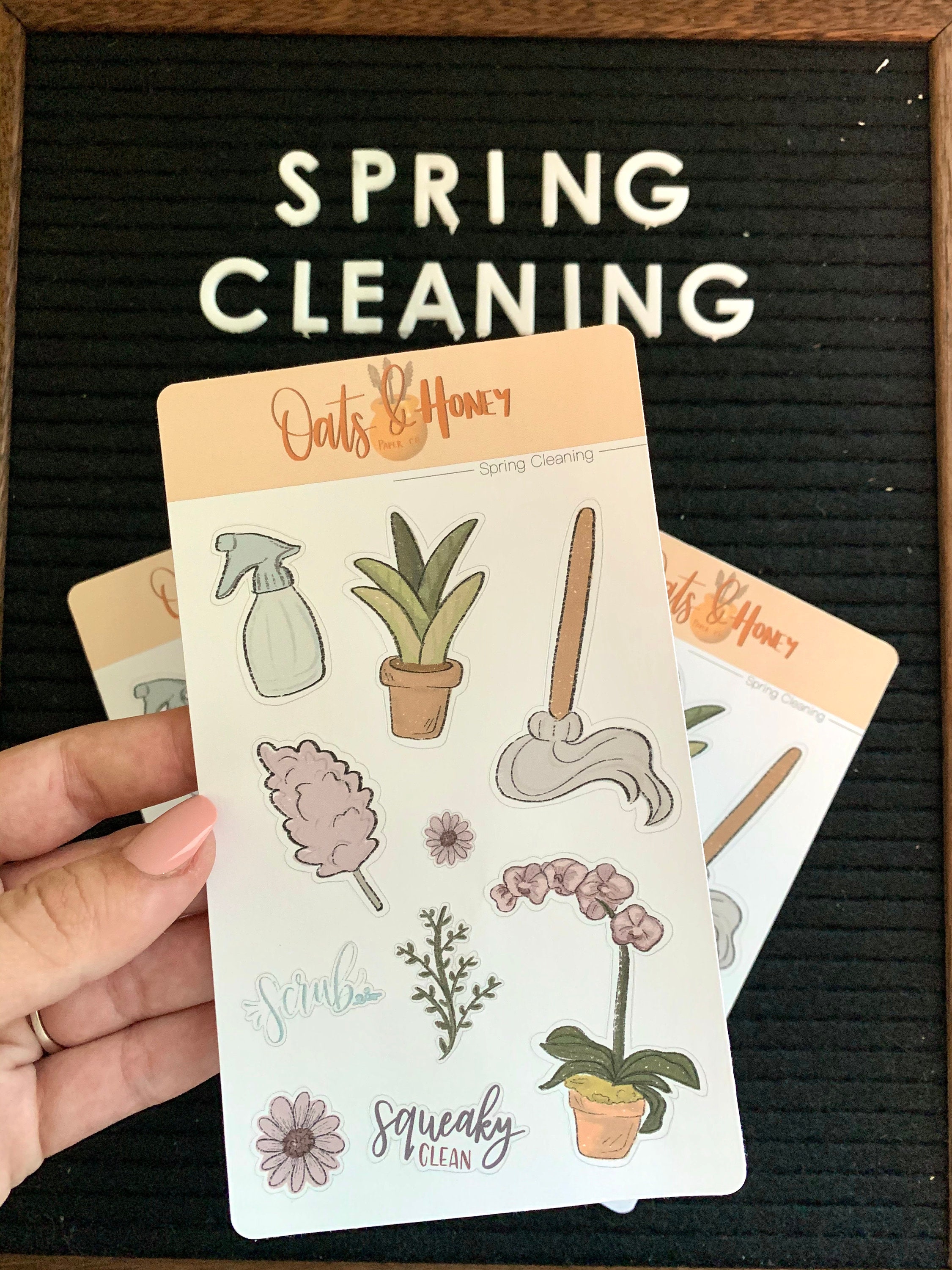 Stickersheet Spring Cleaning Spring Stickers Cleaning | Etsy