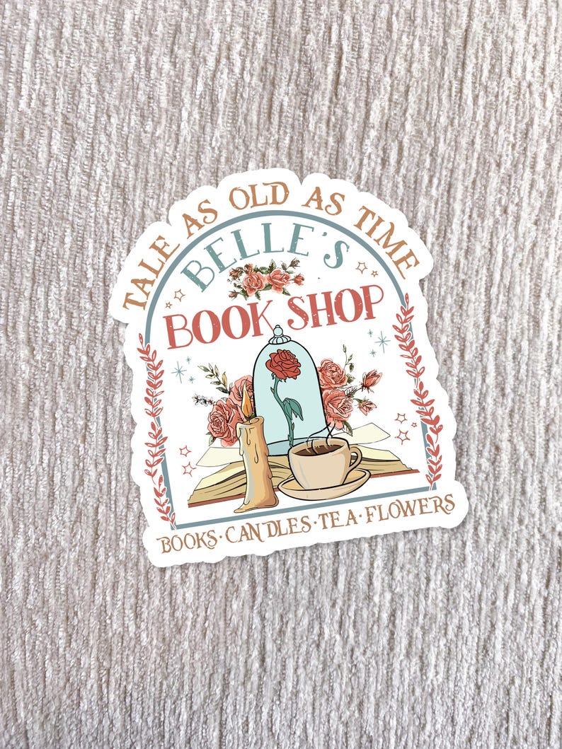 Belle's Book Shop Vinyl Sticker, Library Sticker, Book Lover Sticker ...