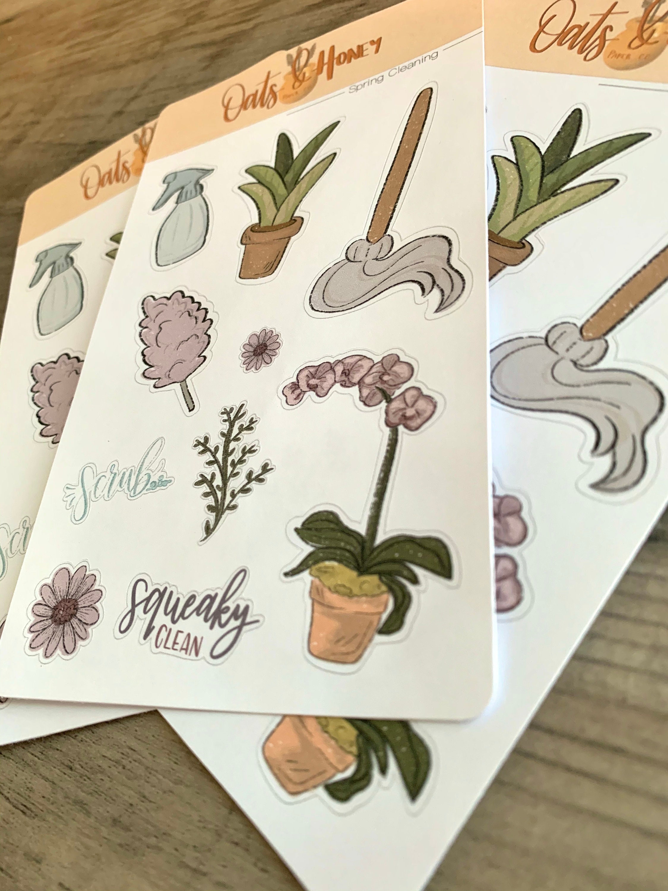 Stickersheet Spring Cleaning Spring Stickers Cleaning | Etsy