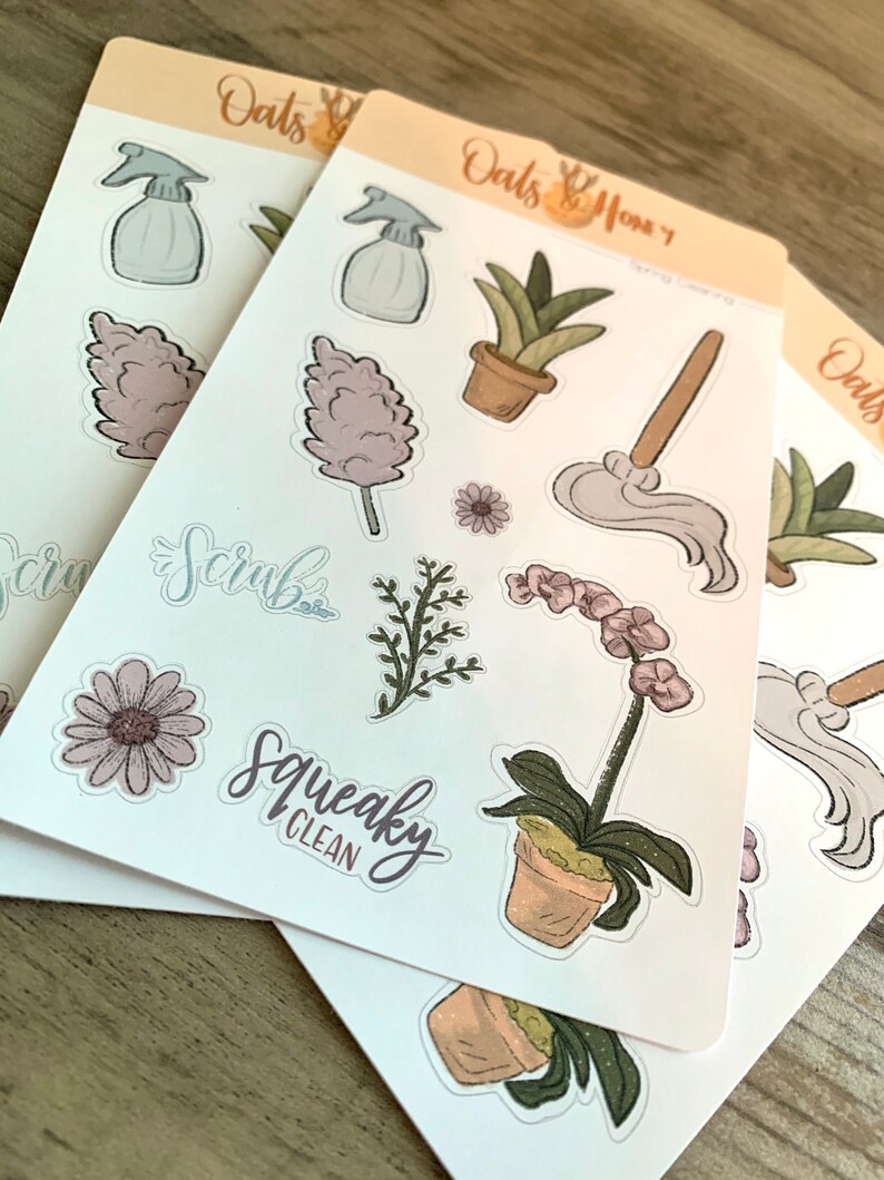 Stickersheet Spring Cleaning Spring Stickers Cleaning | Etsy