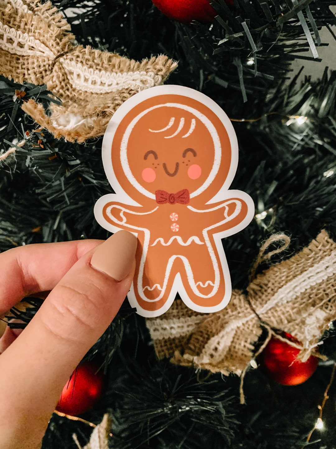 Christmas Sticker Gingerbread Man Vinyl Sticker - Etsy UK