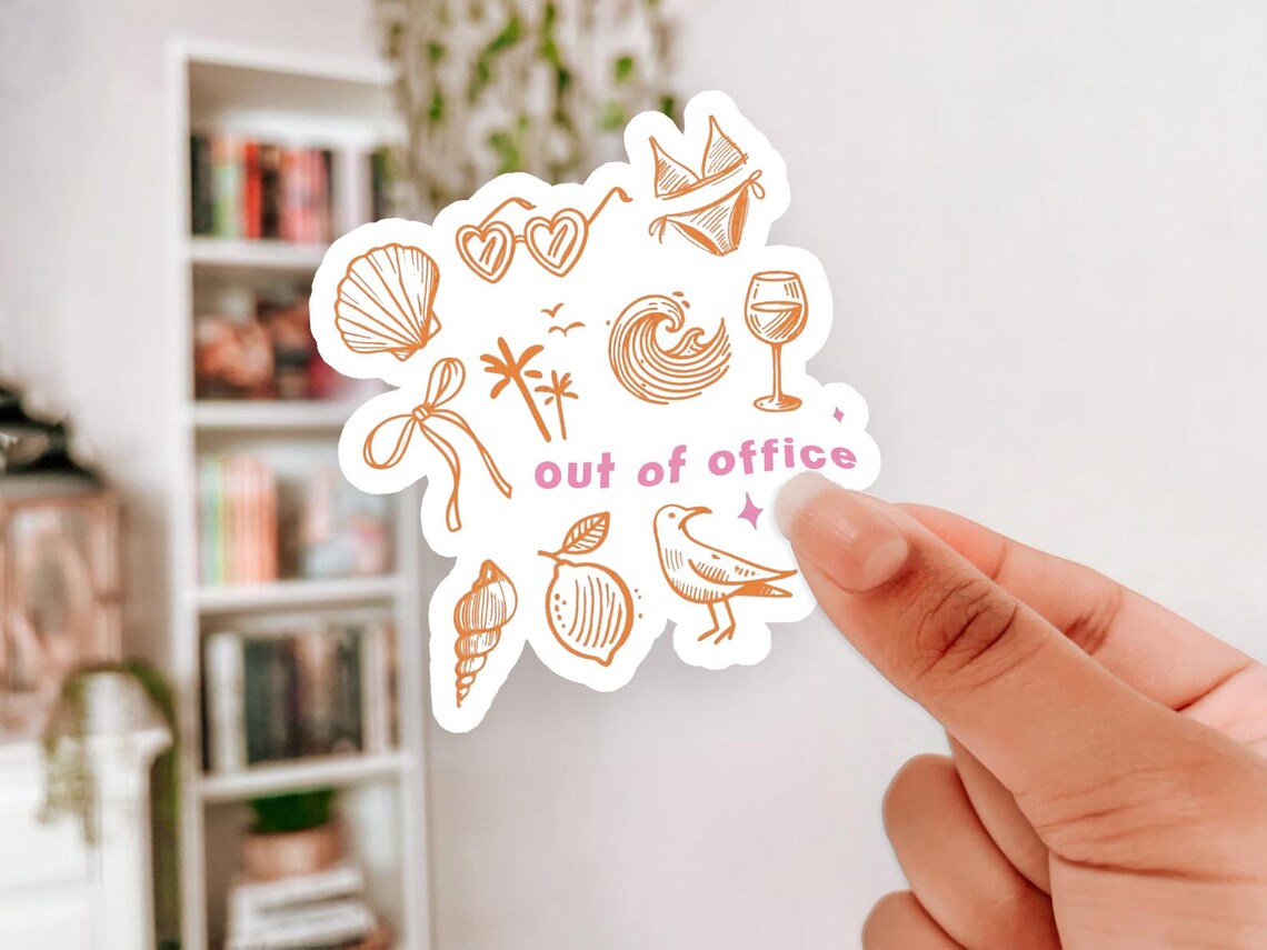 Out of Office Sticker, Vinyl Sticker, Beach Sticker, Summer Sticker ...