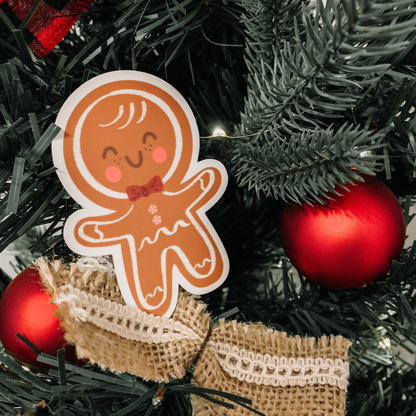 Christmas Sticker Gingerbread Man Vinyl Sticker - Etsy UK